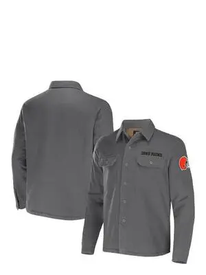NFL X DARIUS RUCKER Cleveland Browns Canvas Shirt Jacket With Sherpa Lining - Gray