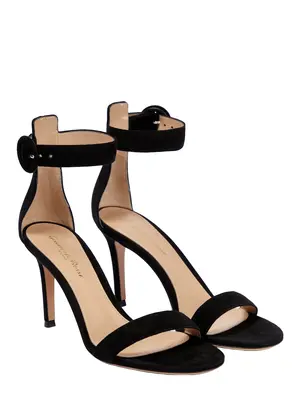 GIANVITO ROSSI Portofino 85 Suede Sandals - Black