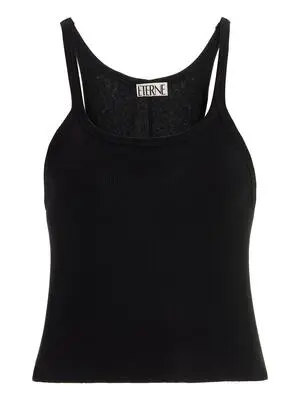 Eterne Ribbed Cotton Tank Top - Black