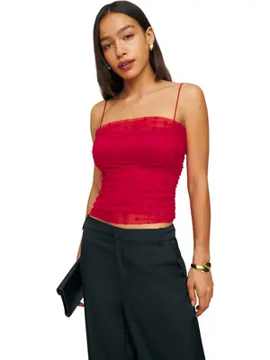 REFORMATION Amber Fitted Top Cherry
