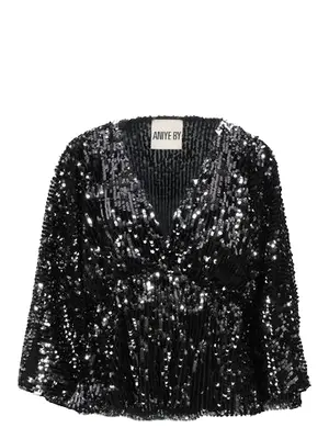 ANIYE BY Sequin Tulle Top - Black
