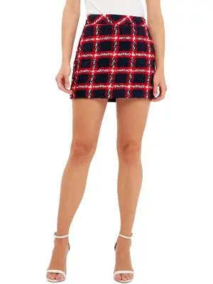 English Factory Check Bouclé Miniskirt - Navy