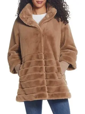 Gallery Water Resistant Faux Fur Jacket - Camel