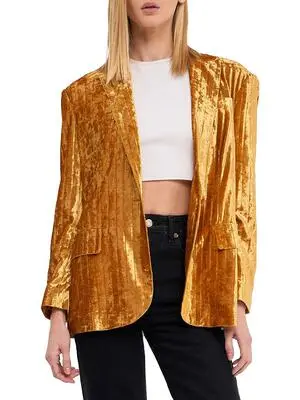Endless Rose Pleated Crushed Velvet Blazer - Gold