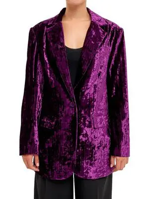 Endless Rose Pleated Crushed Velvet Blazer - Orchid