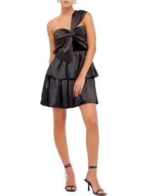 Endless Rose Velvet Contrast Bow-tie Mini Dress - Black