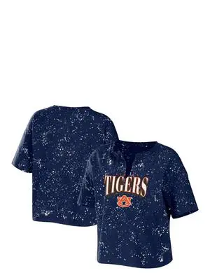 WEAR BY ERIN ANDREWS Auburn Tigers Cropped Notch Neck T-shirt - Navy