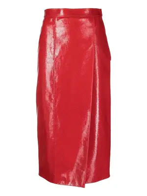 Gucci Crocodile-effect Pencil Skirt - Red