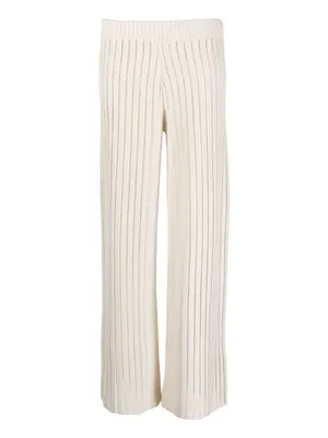 Fabiana Filippi Rib-knit Wide-leg Trousers - White