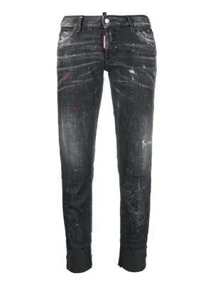 Dsquared2 Splatter-detailed Cropped Jeans - Black