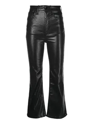 Rag & Bone Coated Flared Cropped Jeans - Black