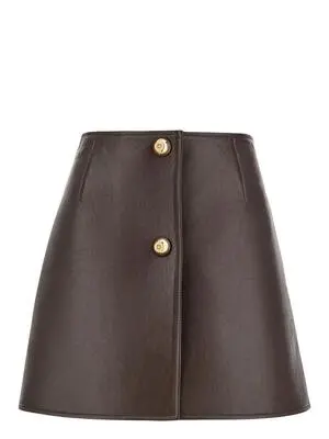 FERRAGAMO A-line Leather Mini Skirt - Brown