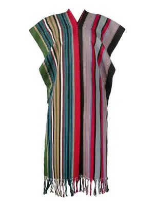 COLVILLE Striped V-Neck Poncho