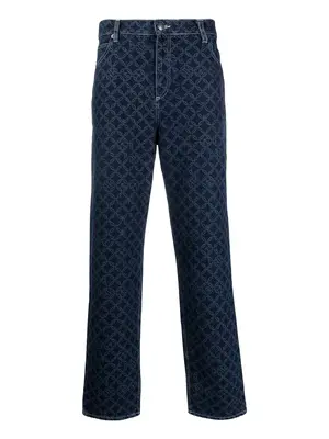 CHARLES JEFFREY Geometric Print Straight Leg Jeans - Blue