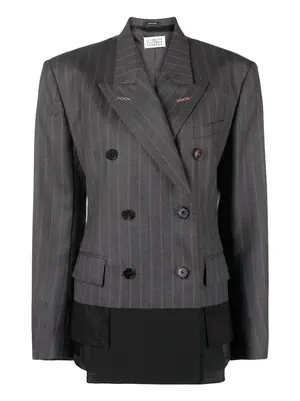 MAISON MARGIELA Pinstriped Wool Blazer - Grey