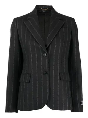 Versace Logo-pinstripe Blazer - Black
