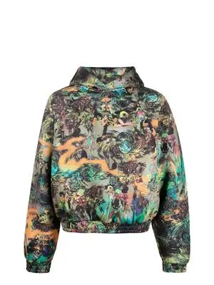 LIBERAL YOUTH MINISTRY Patterned Pullover Hoodie - Green