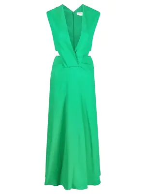 Victoria Beckham Twist Wrap Cut-out Detail Midi Dress - Green