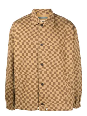 INCOTEX RED X FACETASM Graphic-print Shirt Jacket - Brown