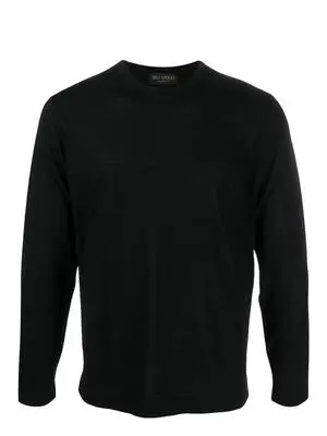 DELL'OGLIO Crew Neck Fine-knit Jumper - Black