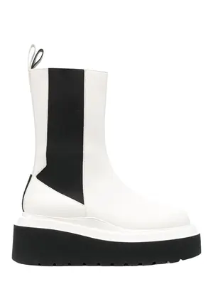 3JUIN Two-tone Wedge Chelsea Boots - White