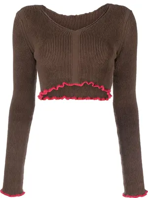 Jacquemus La Maille Santon Cropped Jumper - Brown