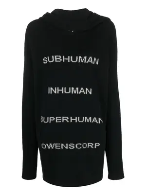Rick Owens Intarsia-knit Pullover Hoodie - Black