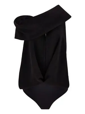 FERRAGAMO Asymmetric Draped Cut-out Bodysuit - Black