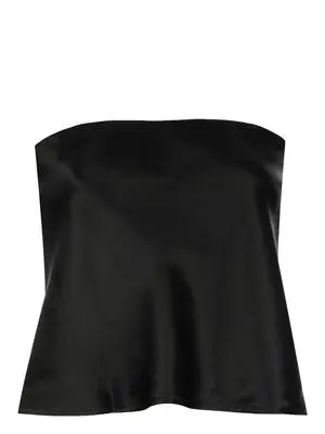 REFORMATION Spritz Silk Cropped Top - Black