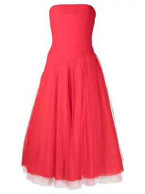 LEO LIN Rosalie Bustier Midi Dress - Red