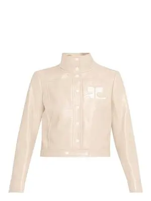 COURREGES Textured Vinyl Cropped Jacket - Gray