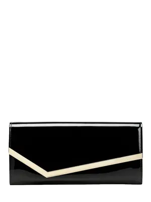 JIMMY CHOO Emmie Flap Clutch Black Light Gold
