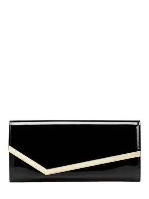 JIMMY CHOO Emmie Flap Clutch Blk L Gold