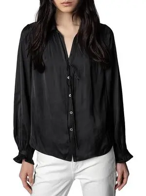 Zadig&Voltaire Tilan Tie Neck Blouse - Noir