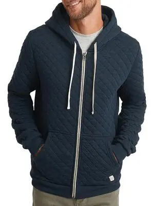Marine Layer Quilted Full Zip Hoodie Navy