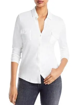 Majestic Filatures Point Collar Button Front Shirt - Blanc