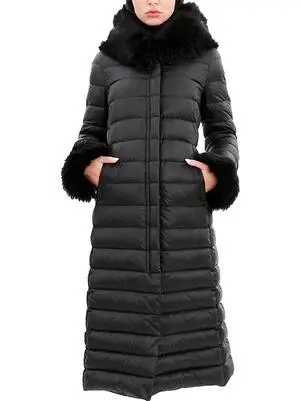 Dawn Levy Lexie Shearling Trim Puffer Coat - Black