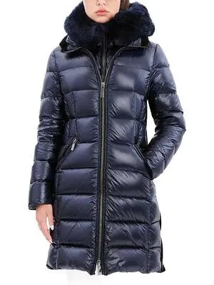 Dawn Levy Shearling Trim Down Puffer Coat - Abyss