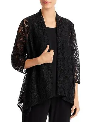 Caroline Rose Lace Swing Cardigan - Black