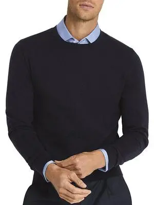 REISS Wessex Merino Crewneck Sweater - Navy