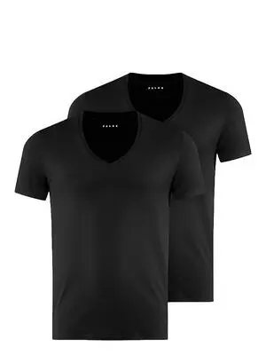 Falke V Neck Tees, 2 Pk - Black