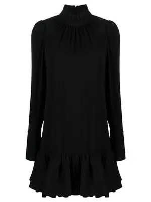 Rabanne Frilled-hem Short Dress - Black