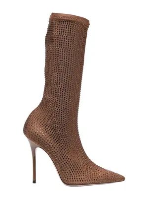 GEDEBE Logan 115mm Crystal-embellished Boots - Brown