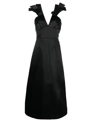 JIL SANDER Bow-detail Midi Dress - Black