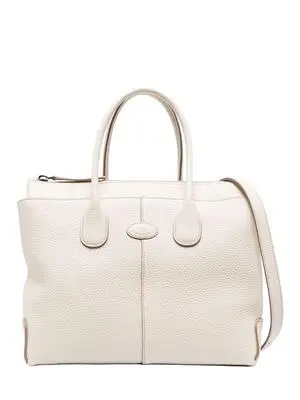 TOD'S Pebbled Leather Tote - White