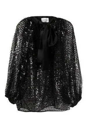PHAEONIA Sequin-Embellished Long-Sleeve Blouse