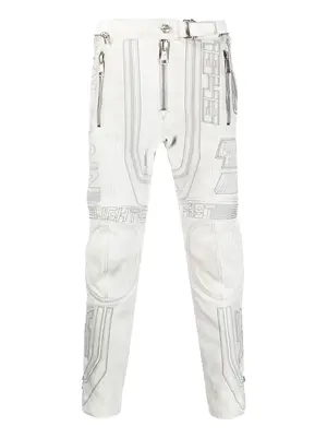 Balmain Embroidered-design Tapered Trousers - White