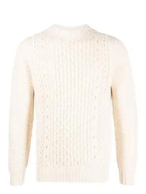 DRUMOHR Cable-Knit Fitted Jumper Neutrals