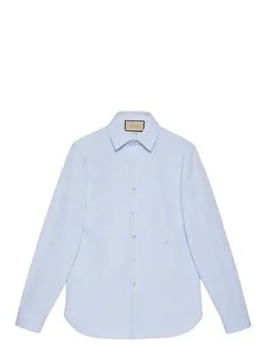 Gucci Cotton Silk Shirt With Double G - Blue