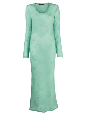 MARCO RAMBALDI Rose-appliqué Knitted Maxi Dress - Green
